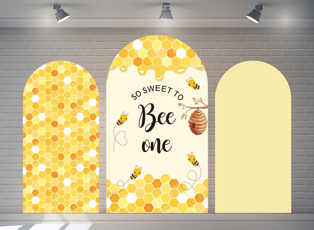 Custom Double-sided Arch Cover Sweet Bee Day Backdrop Birthday Backdrop ...