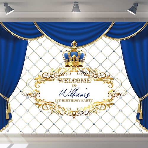 Royal Blue Crown and Gold Prince Backdrop Printable Digital - Etsy