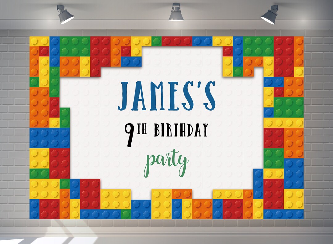 Custom Building Blocks Happy Birthday Party Backdrop Baby Shower ...