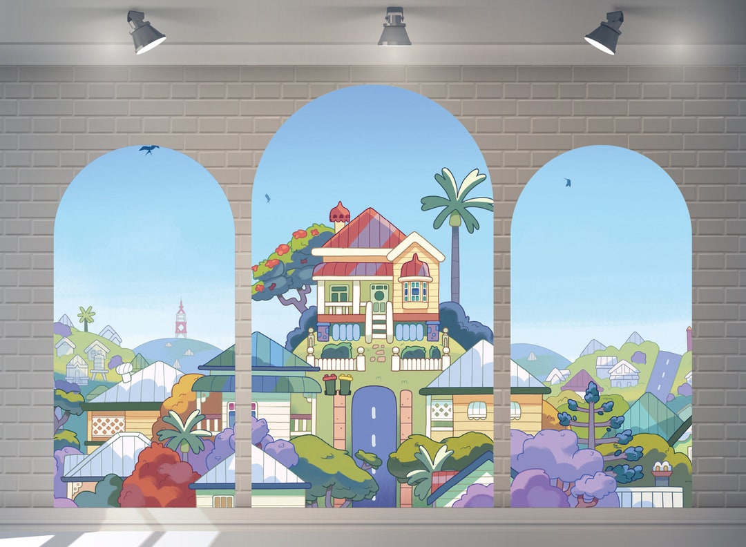 Custom Double-sided Arch Cover Blue Dog House Backdrop Birthday ...