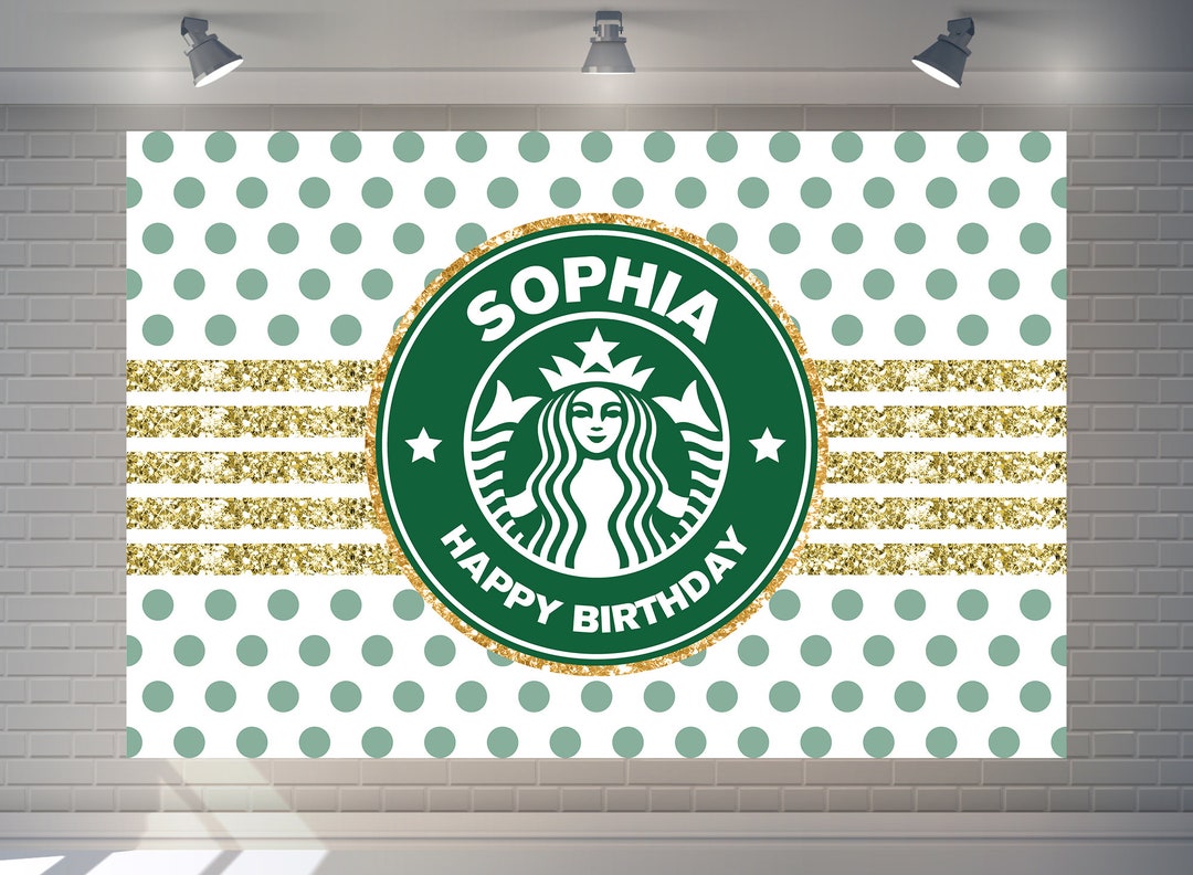 Custom Baby Shower Backdrop Starbucks Backdrop Happy Birthday Party ...