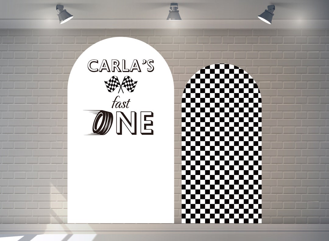 Custom Double-sided Arch Cover Racing Car Backdrop Fast One Birthday ...