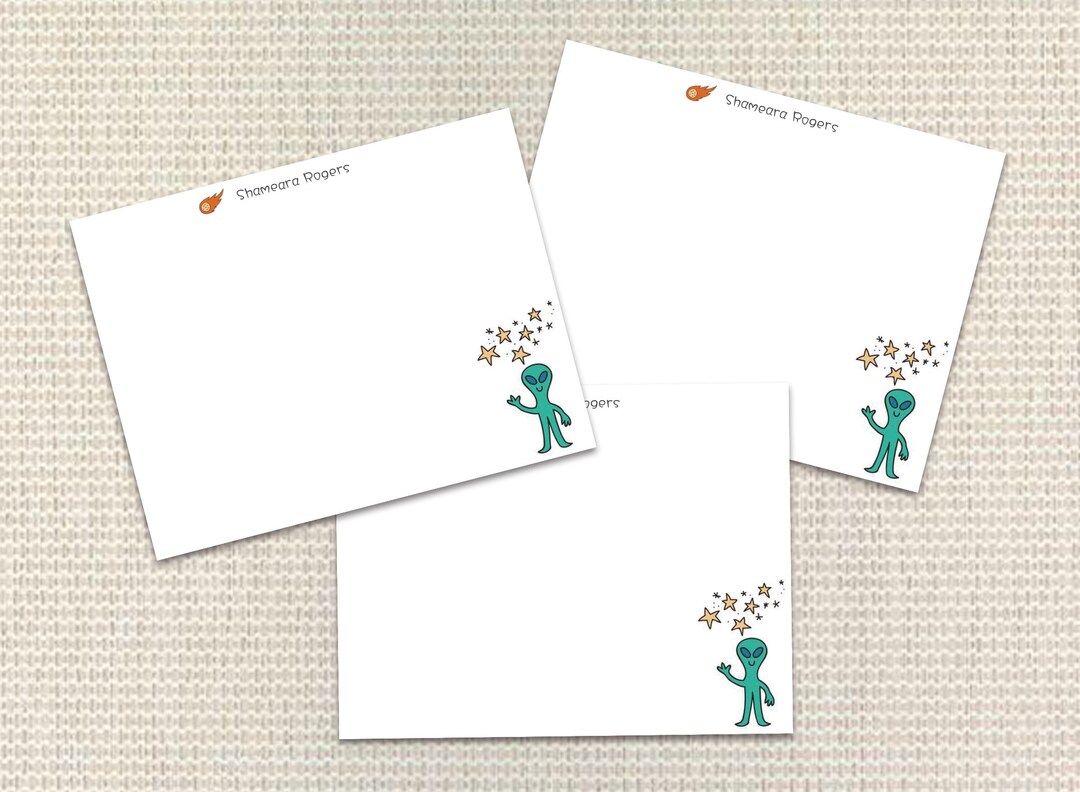 Personalized Alien Stationery Set, Custom Kids Thank You Cards - Etsy