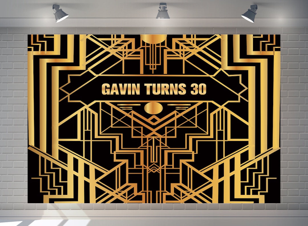 Custom Great Gatsby Backdrop Roaring 20S Gold and Black Banner Happy ...