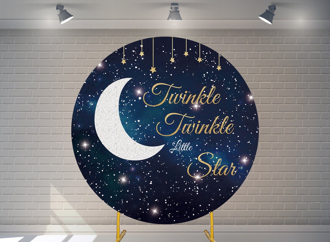 Custom Twinkle Little Stars Round Backdrop With Elastic Birthday ...