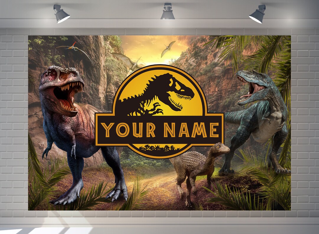 Custom Baby Shower Backdrop Jurassic World Dinosaur Backdrop Happy ...