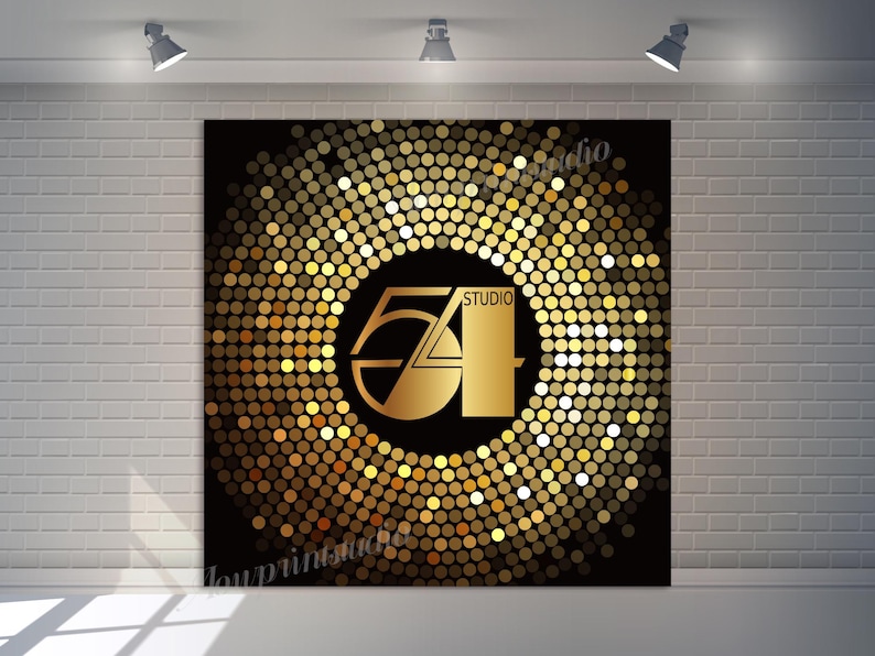 Custom Studio 54 Birthday Backdrop, Gold Disco Photography Background ...