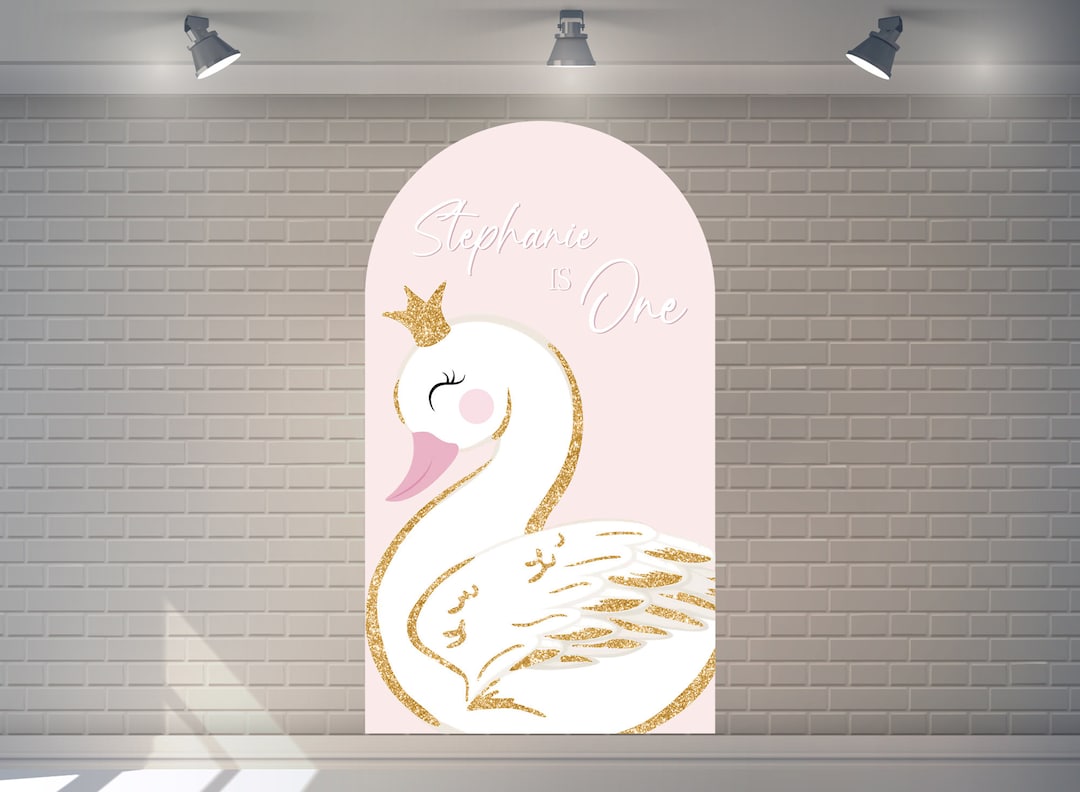 Swan First Birthday Arch Backdrop Cover, Double-sided Party Photo Prop ...