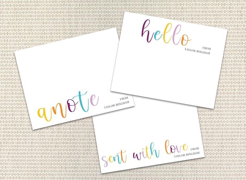 Personalized Stationery: Colorful Custom Notecards With Envelopes - Etsy