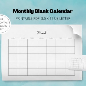 Printable Calendar | 11 X 8.5 Inches | Basic Calendar | Simple Calendar ...