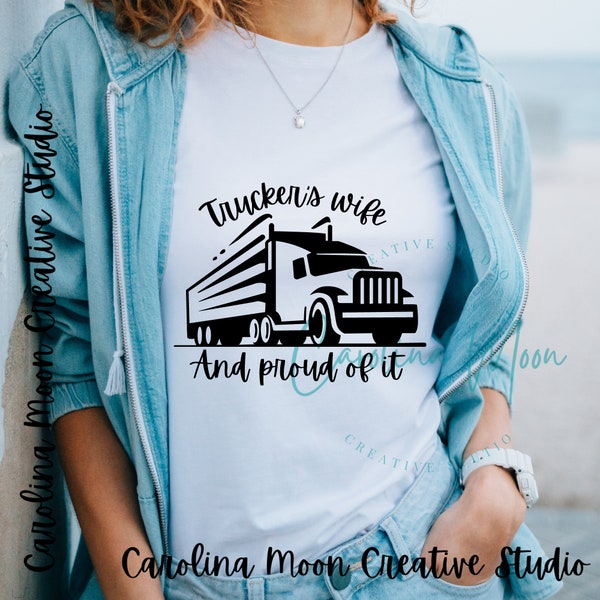 Proud Trucker Wife Svg Etsy
