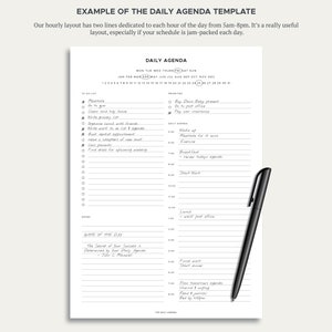 Daily Agenda Template, Daily Planner, Hourly Planner, Productivity ...