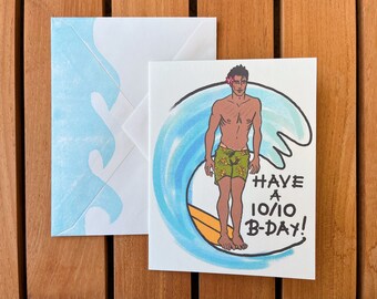 Surfer Dude Birthday Card - Etsy