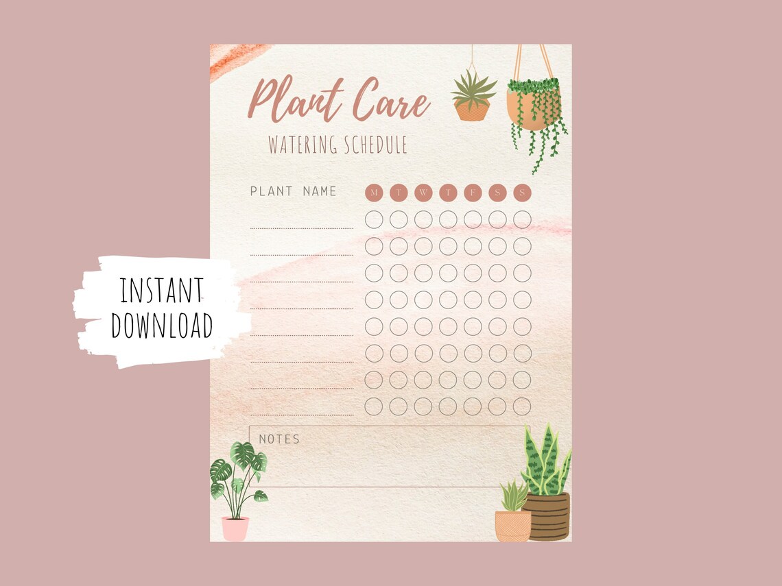 Printable Plant Tracker, Plant Care, Plant Care Schedule, Plant Care ...