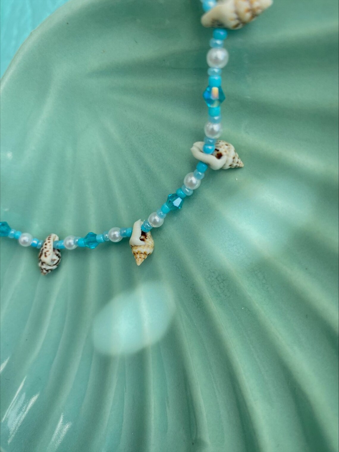 Blue Sea Shell Seed Bead Bracelet - Etsy