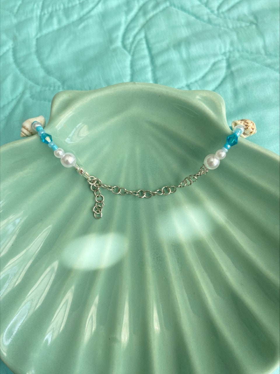 Blue Sea Shell Seed Bead Bracelet - Etsy