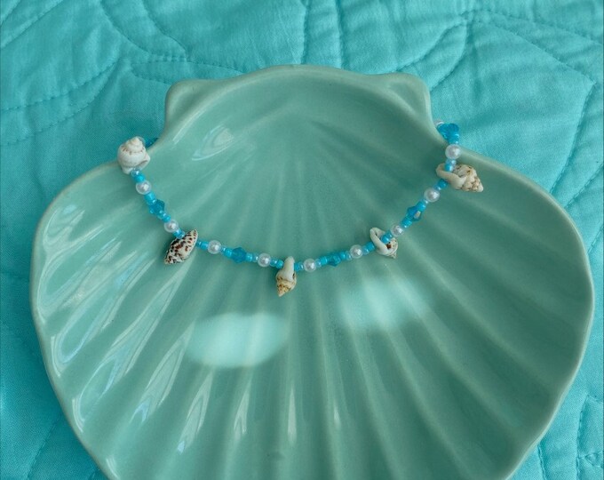 Blue Sea Shell Seed Bead Bracelet - Etsy