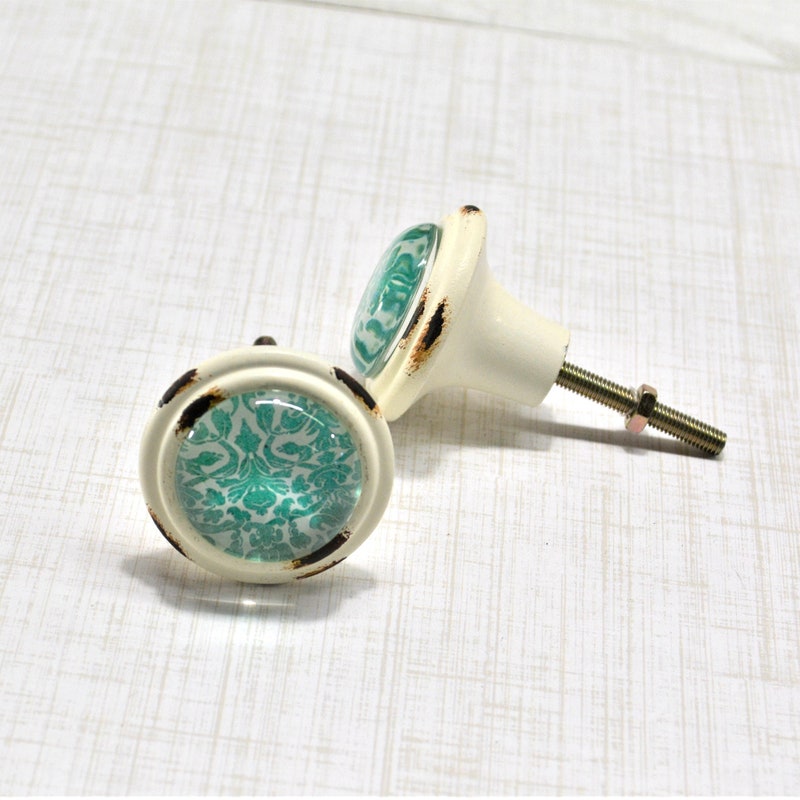 Teal Glass Knobs - Etsy
