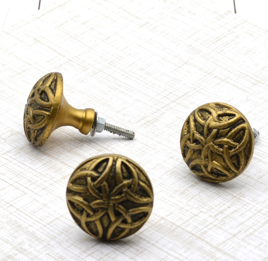 Antique Gold Celtic Knob, Iron Celtic Drawer Pull, Gold Irish Furniture ...