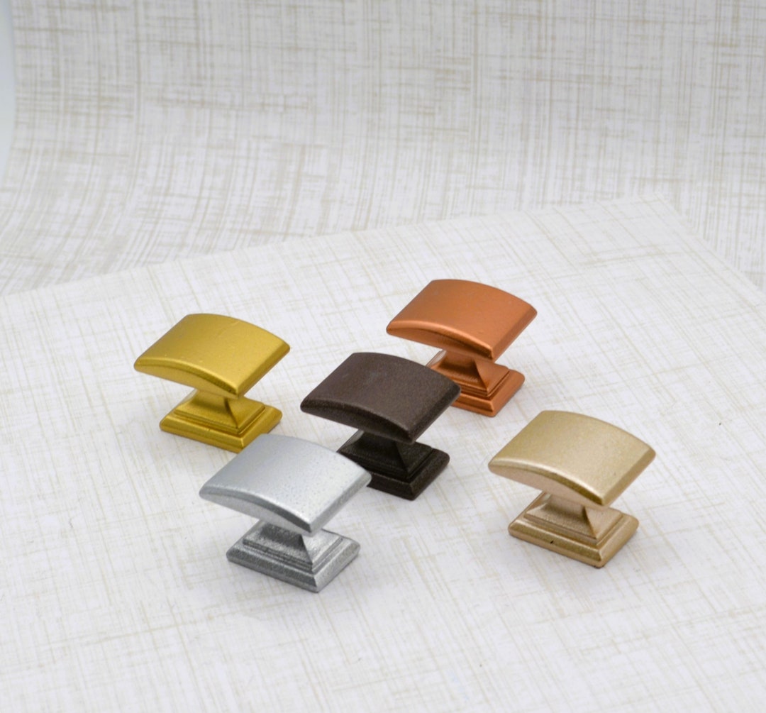 Copper Rectangular Knob, Bronze Cabinet Handle, Silver Square Knob ...