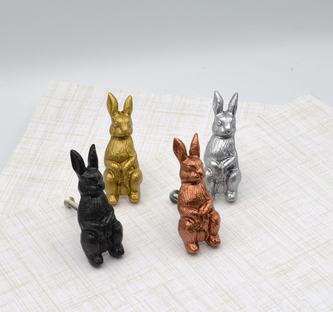 Copper Rabbit Knob, Silver Bunny Rabbit Drawer Pull, Lavender Hare ...