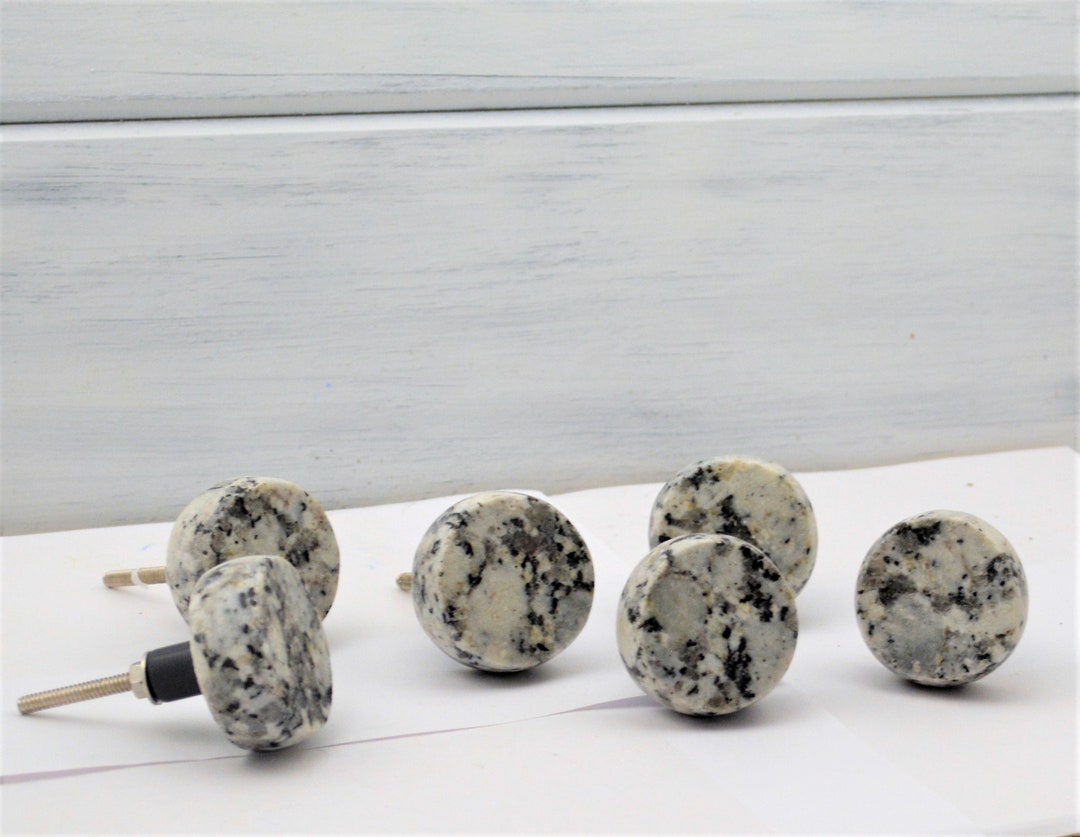 Gray Marble Knob, Natural Stone Marble Drawer Pull, Black Marble ...