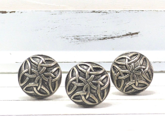 Pewter Celtic Knob, Antique Silver Celtic Drawer Pull, Heavy Duty Furniture Knob, Irish Celtic ...