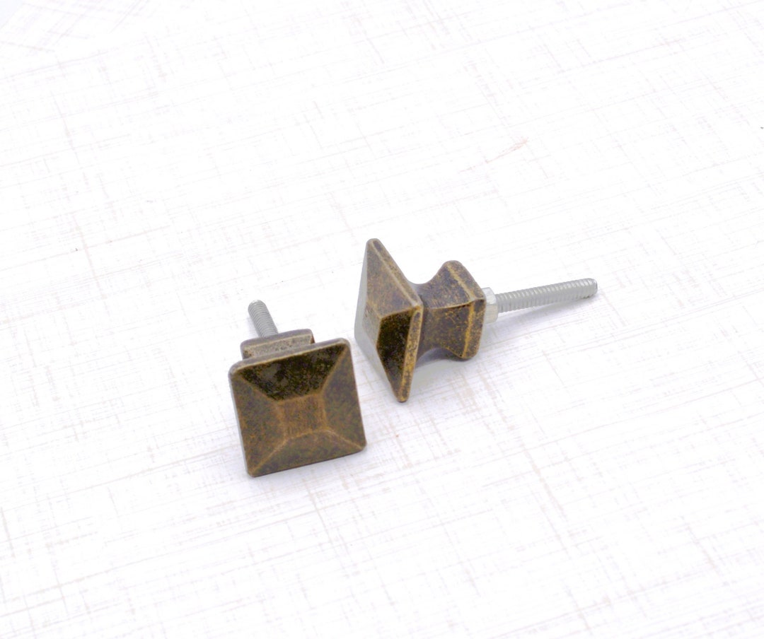 Antique Bronze Square Knob, Iron Drawer Pull, Rectangular Furniture Knob, Square Door Handle ...