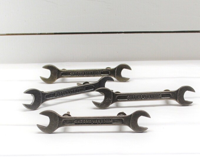Wrench Drawer Pull, One Garage Man Cave Tool Box Knob, Silver Wrench ...