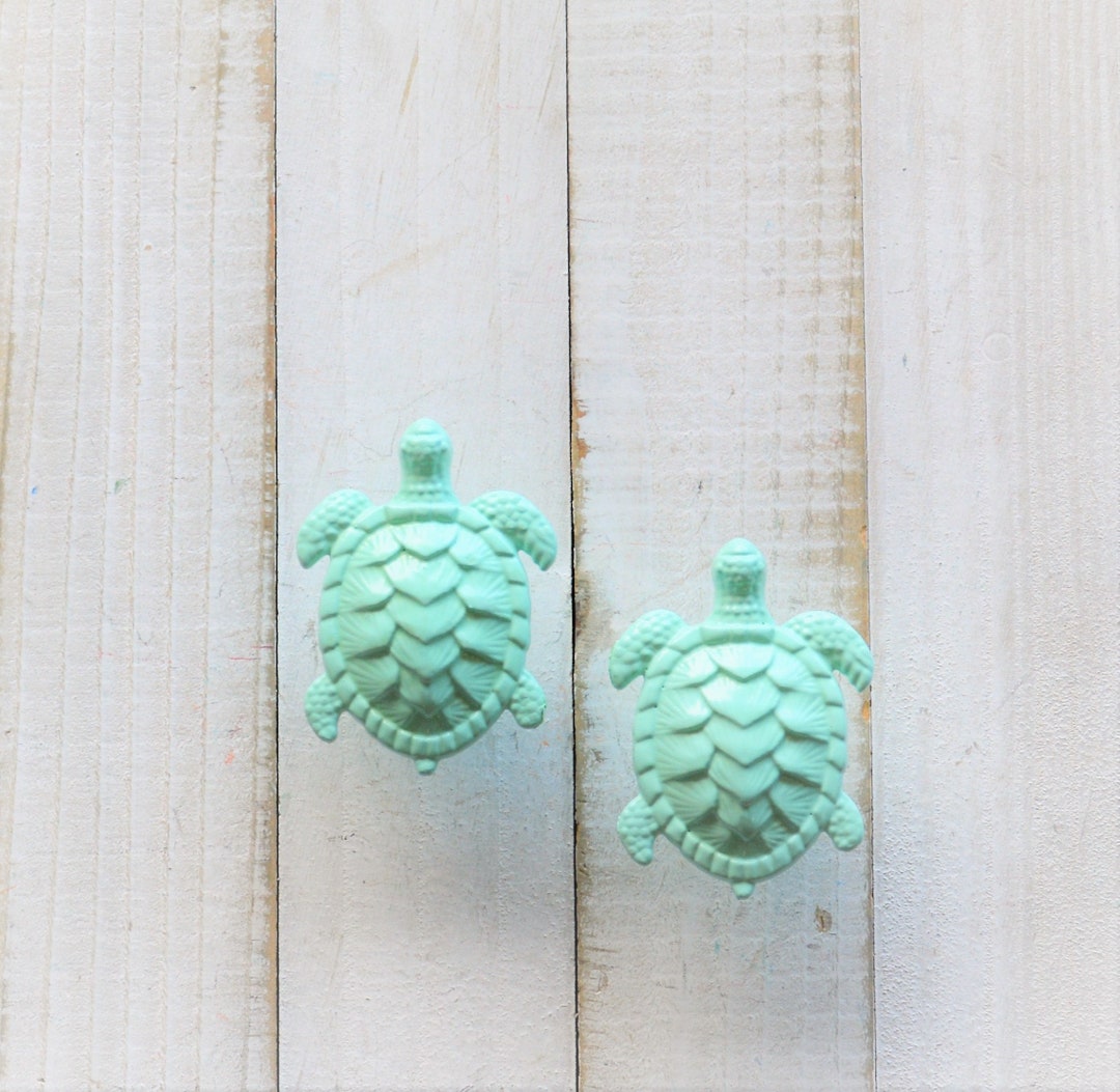 Turtle Knob, One Cabinet Furniture Drawer Pull, Beach House Decor ...
