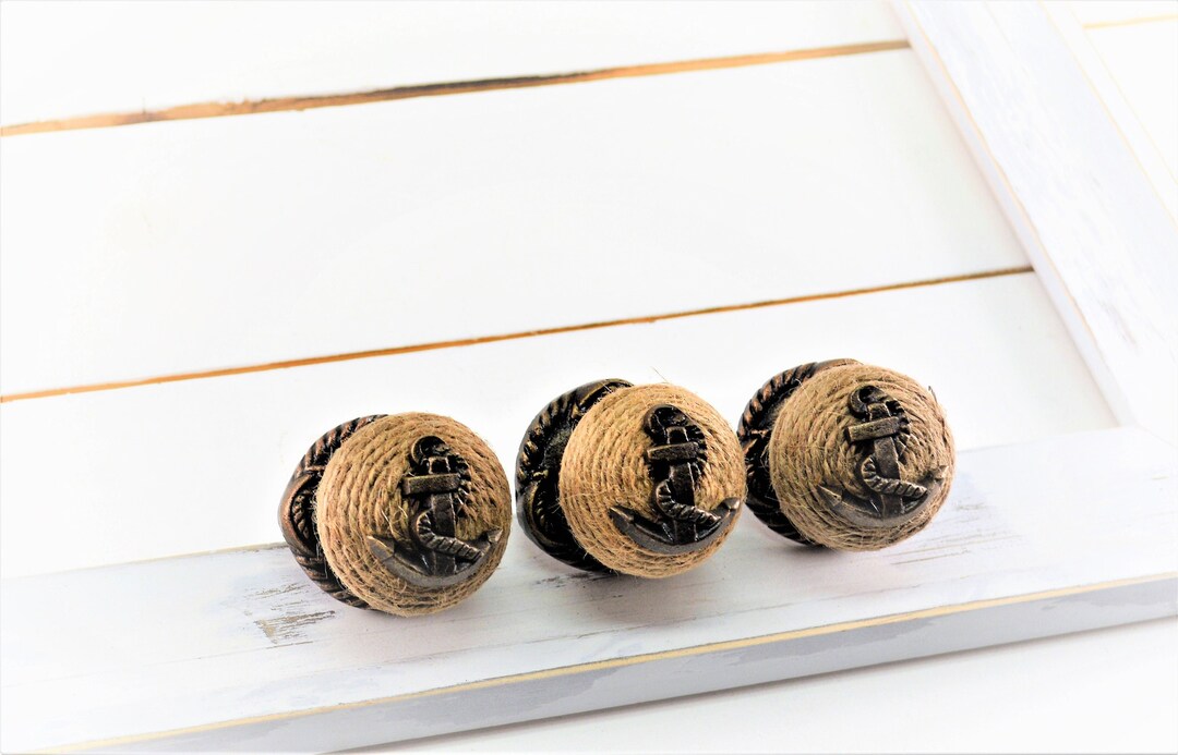 Jute Anchor Knob, One Nautical Cabinet Furniture Pull - Etsy