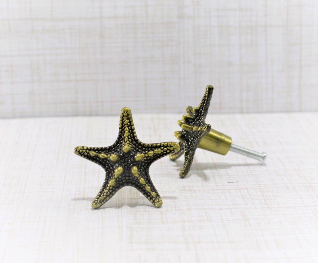 Knobby Starfish Knob, Bronze Drawer Pull, Coastal Door Handle, Beach ...