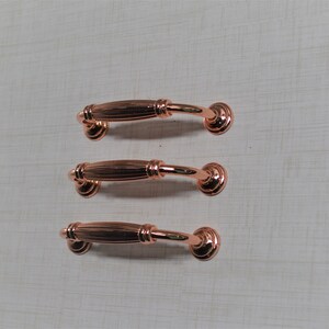 Bright Copper Drawer Pull, Copper Cabinet Handle, 3 3/4 Centers, Copper Furniture Knob, Cabinet ...