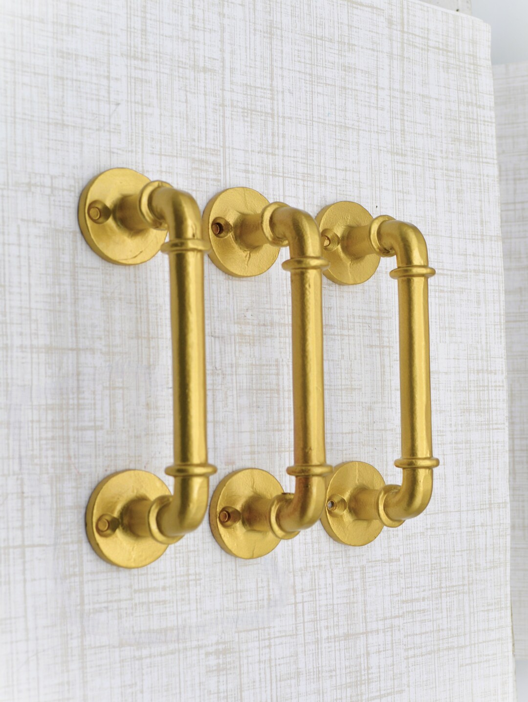 Brass Pipe Drawer Pull, Gold Plumber Handle, 3 7/8" Centers, Steampunk ...