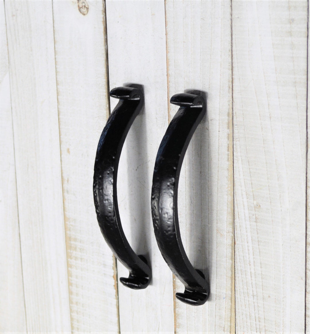 Black Curled Tip Drawer Pull, Farmhouse Door Handle, Rustic Kitchen ...