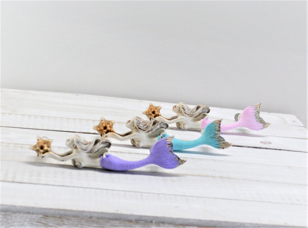 Distressed Mermaid Drawer Pull, One Cabinet Dresser Furniture Knob ...