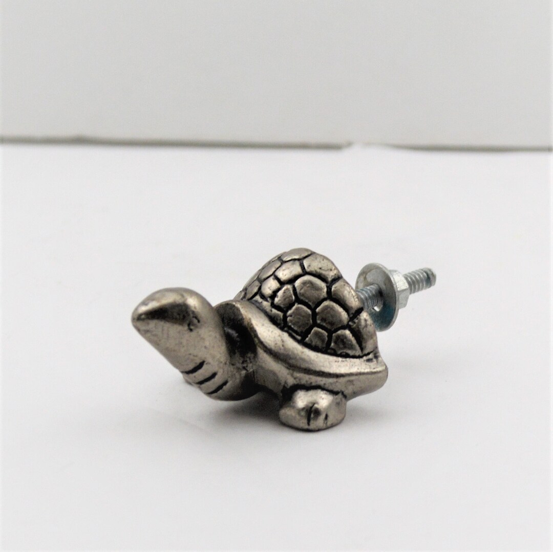 Sea Turtle Knob, Pewter Tortoise Drawer Pull, Coastal Bathroom Vanity Handle, Kitchen Cabinet ...