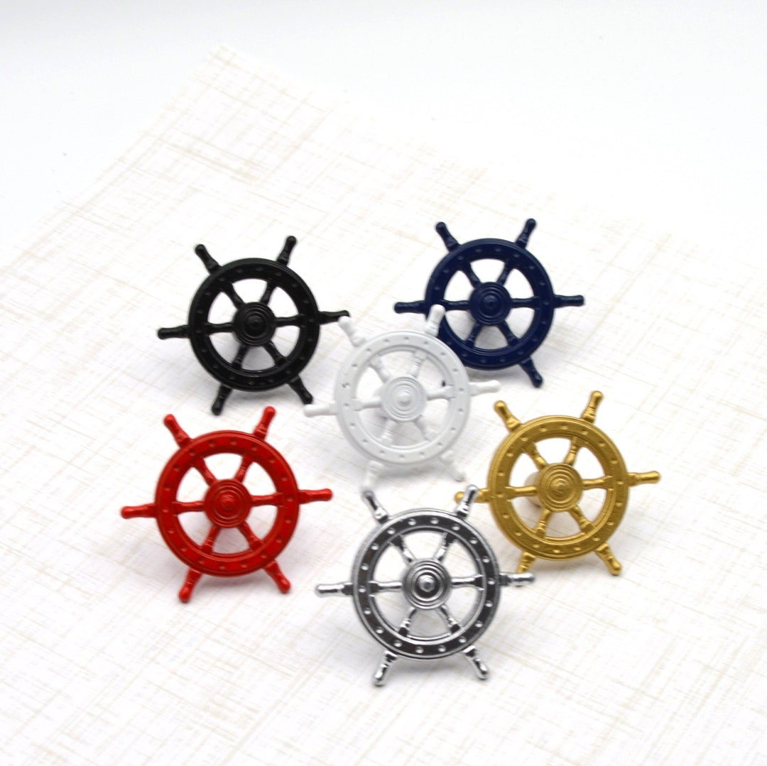 Ships Wheel Knob, Red Nautical Drawer Pull, Ships Helm Furniture Knob ...