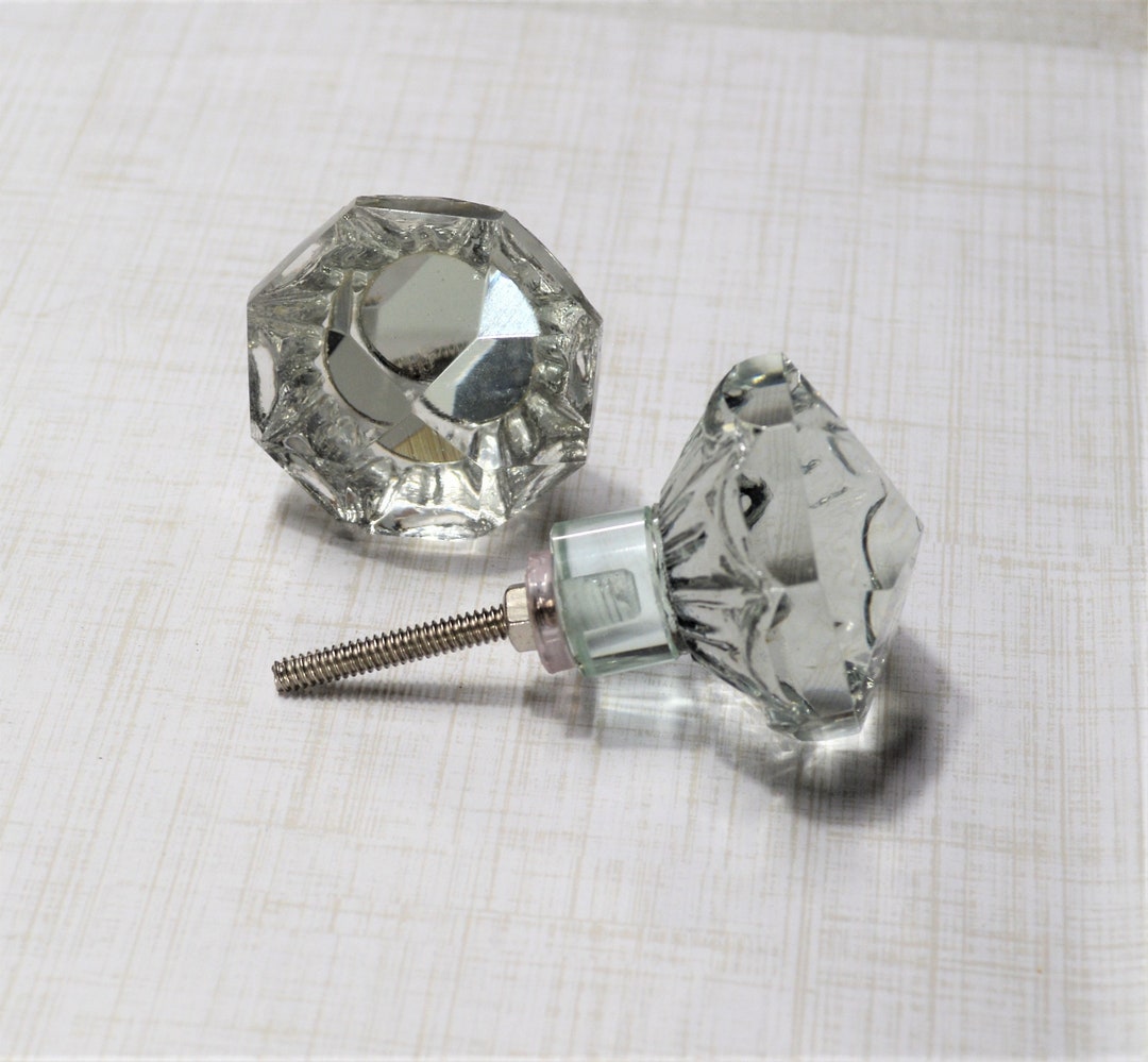 Faceted Etched Glass Knob, One Cabinet Furniture Drawer Pull - Etsy