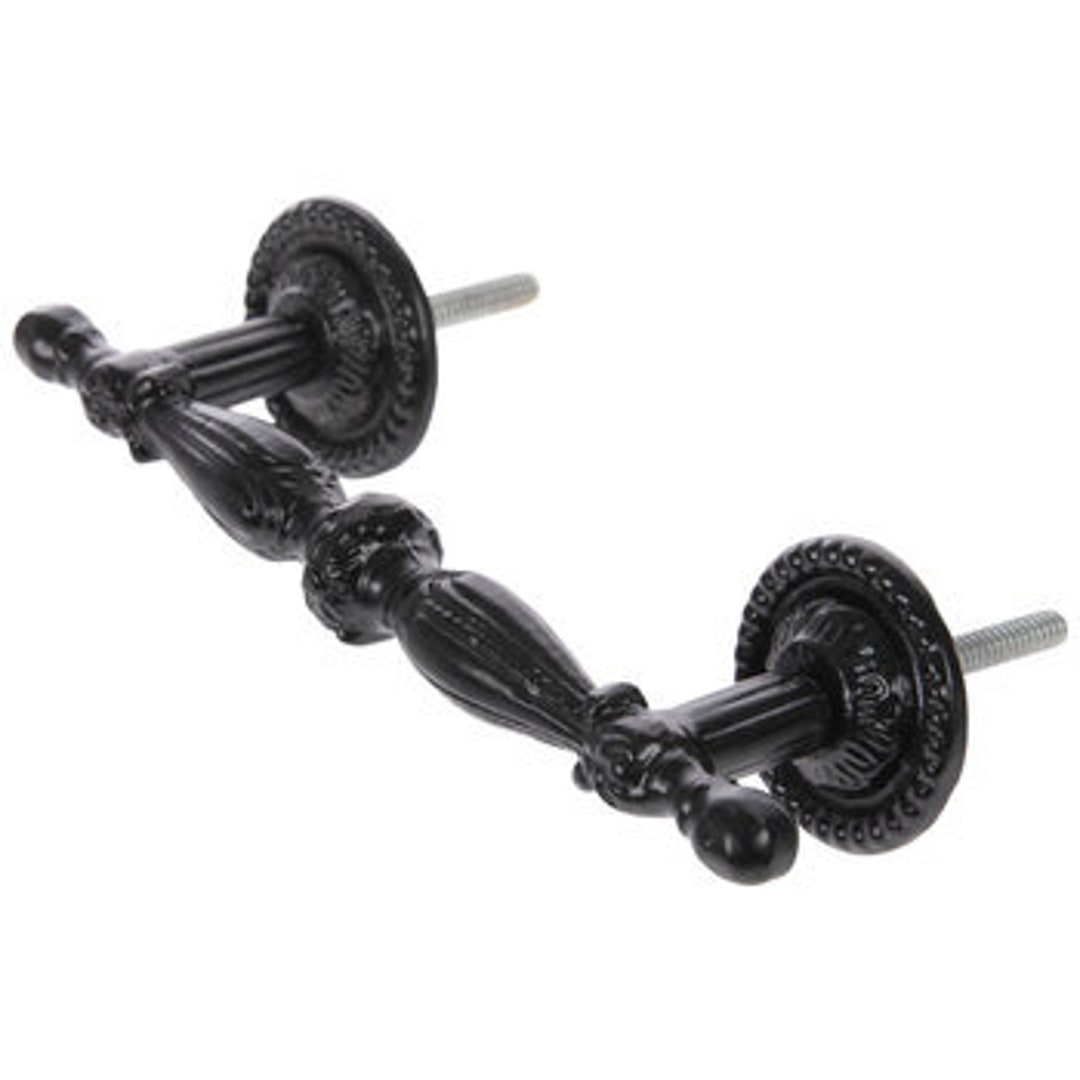 Black Ornate Drawer Pull, Beaded Metal Door Handle, 3 5/8" Inch Centers ...