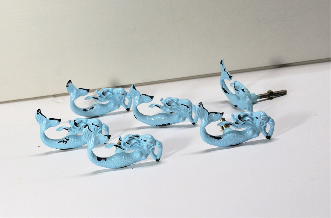 Distressed Mermaid Knob, Swimming Siren Drawer Pull, Beach House Door ...