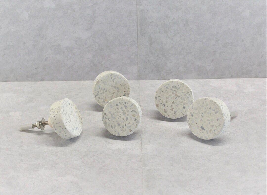White Round Terrazzo Knob, One Cabinet Furniture Drawer Pull - Etsy