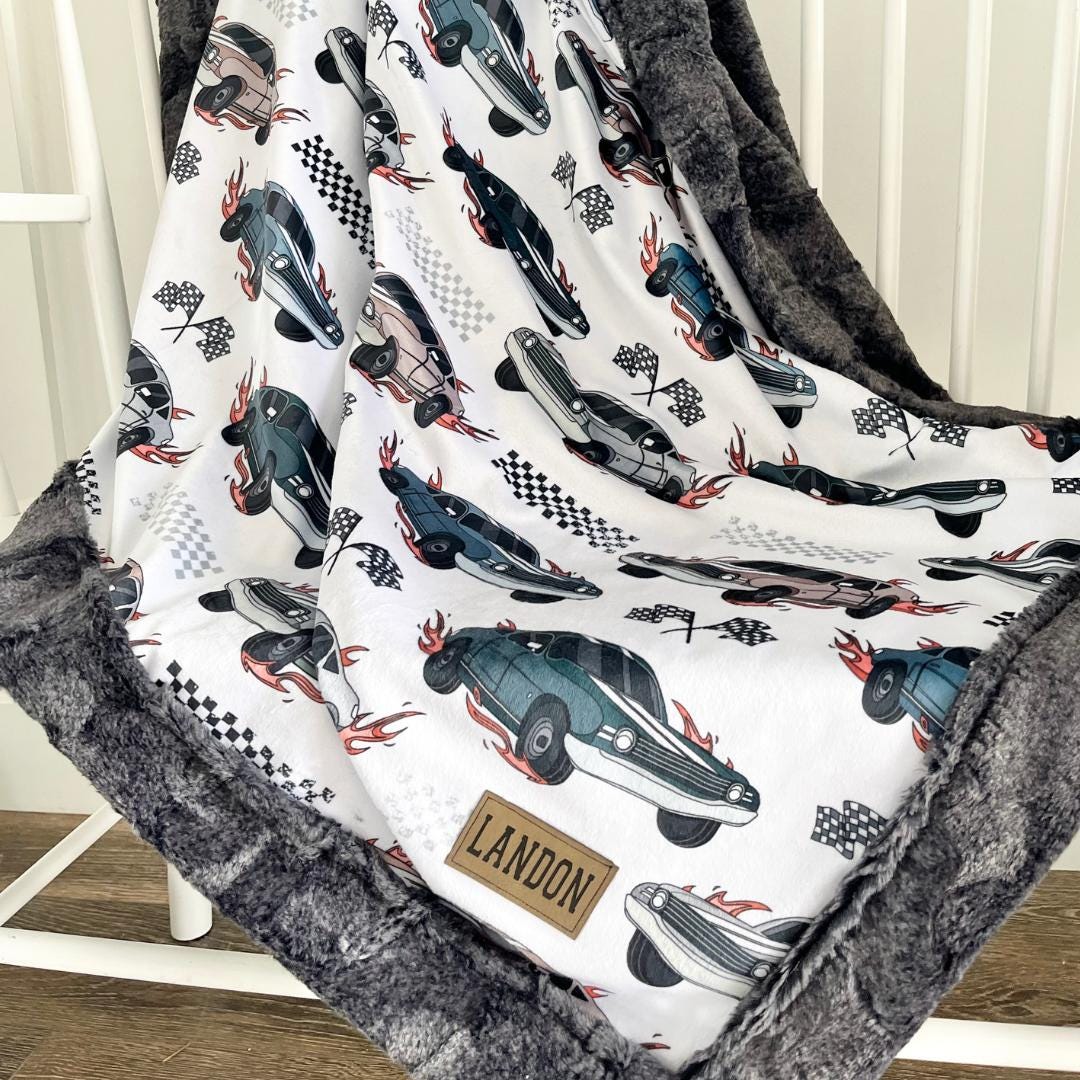 Race Car Baby Boy Minky Blanket for Classic Car Lover Gift for Men ...