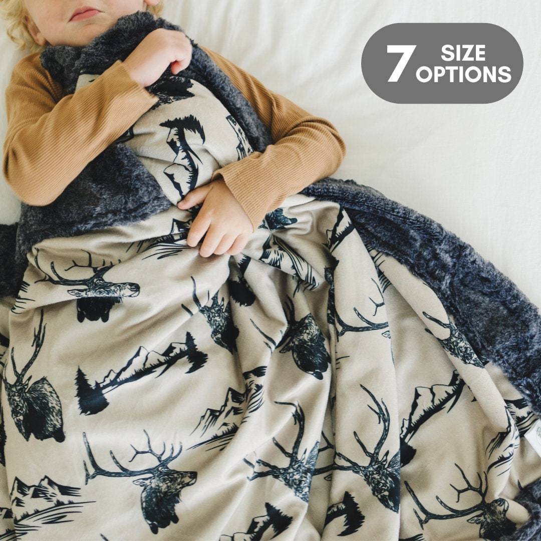 Elk Minky Fur Blanket Personalized Baby Boy Blanket Elk Hunter Adult ...