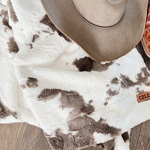 Cowhide Faux Fur Blanket Cow Print Bedding Western Baby Blanket for Boy ...