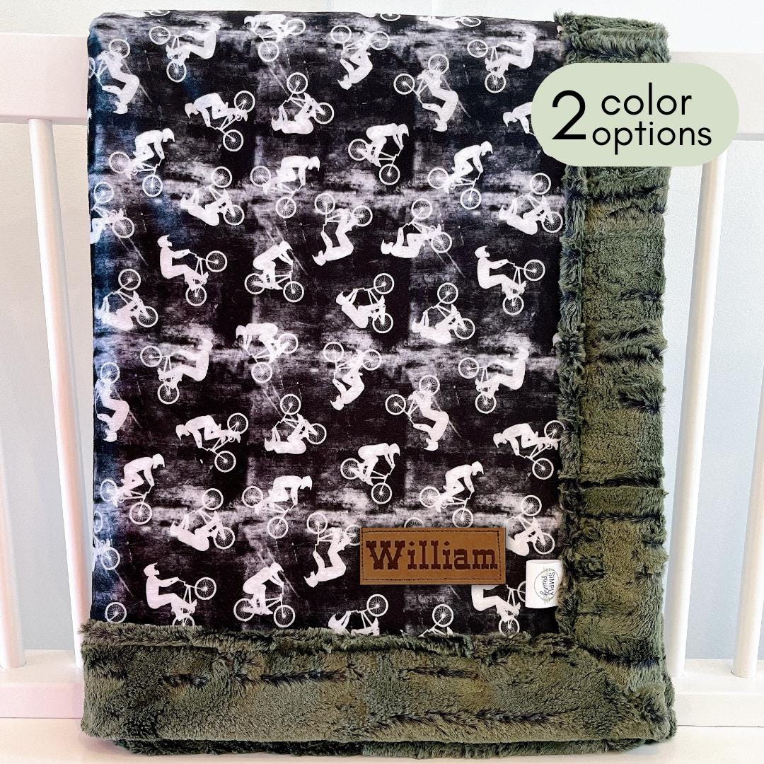 Personalized BMX Racing Baby Blanket for Biker Name Tag Blanket BMX ...