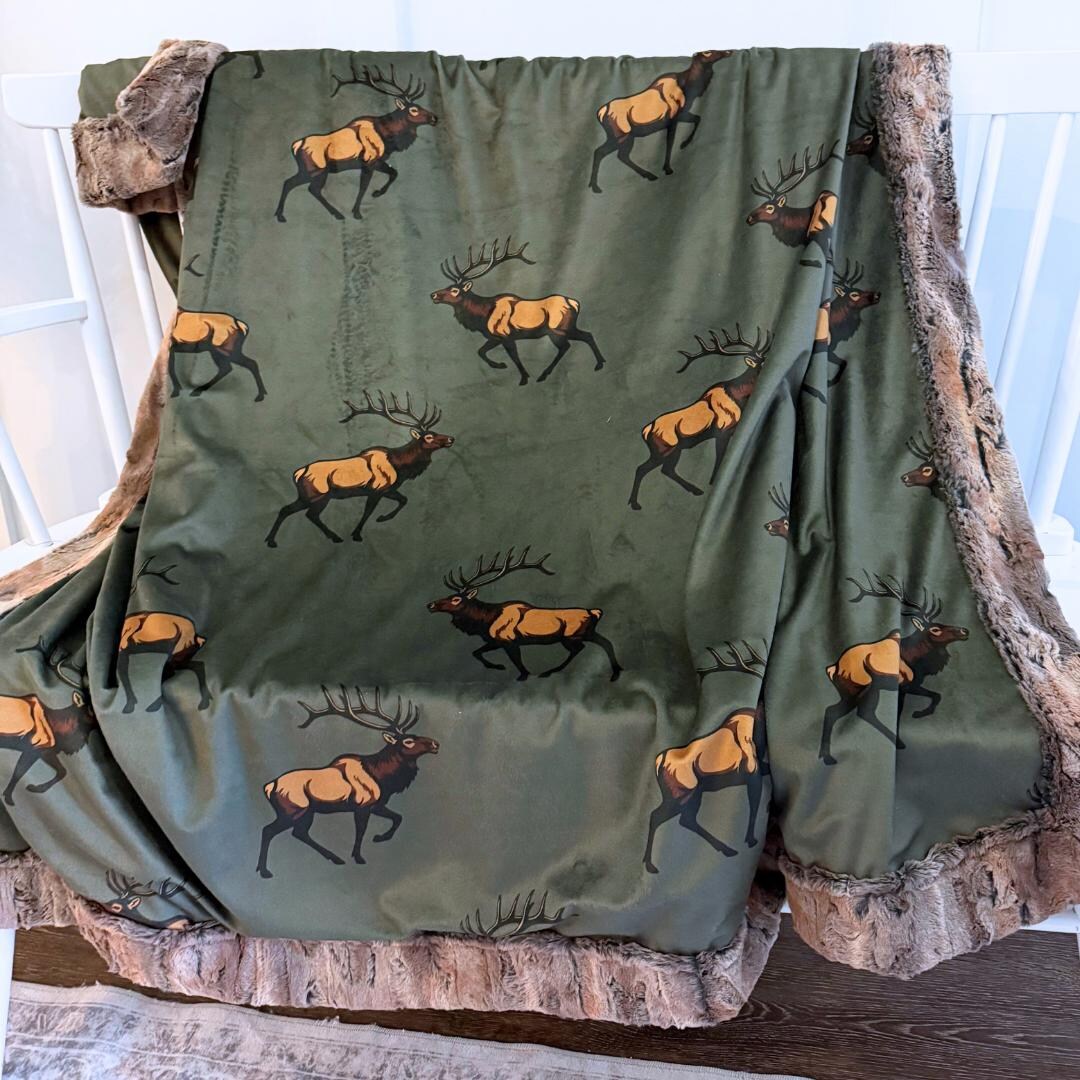 Boy Hunting Blanket Baby Boy Minky Elk Throw Outdoorsman Name Blanket ...