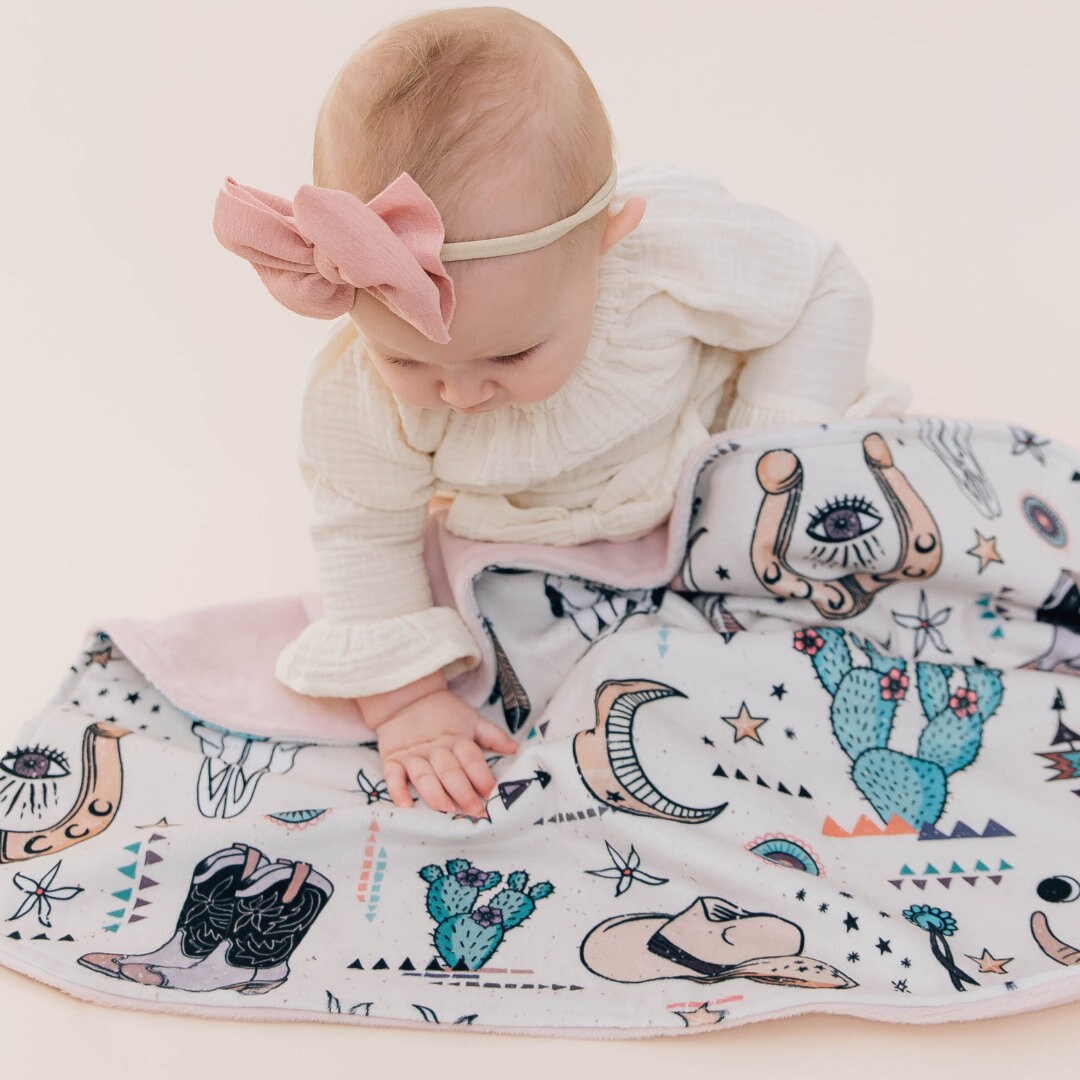 Personalized Rodeo Baby Girl Blanket for Cowgirl Baby Name Swaddle ...