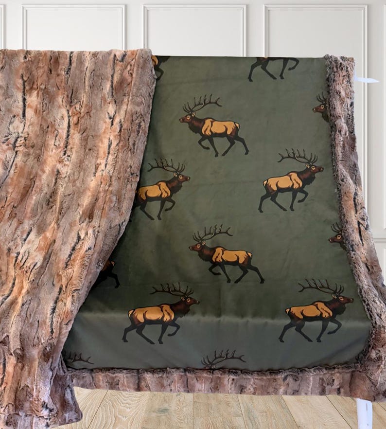 Boy Hunting Blanket Baby Boy Minky Elk Throw Outdoorsman Name Blanket ...