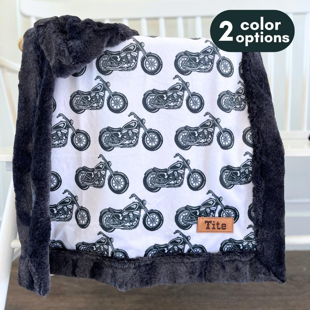Custom Baby Boy Motorcycle Blanket for Biker Baby Name Blanket Harley ...